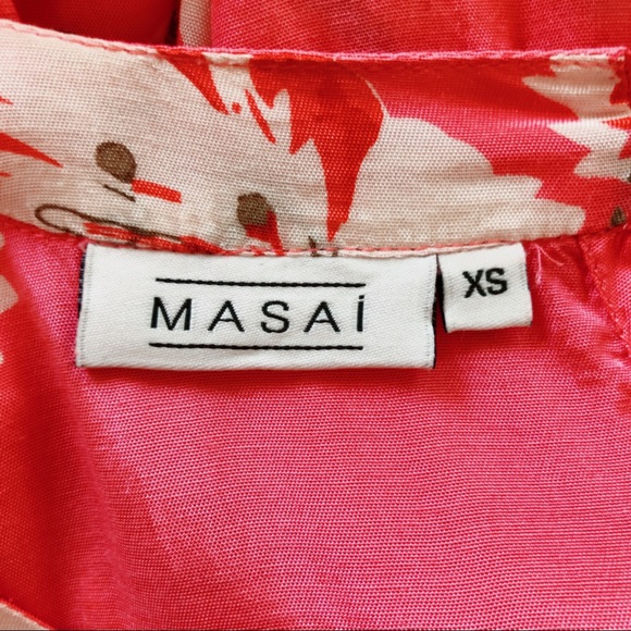 Masai | Tops | Masai Deranna Pink Floral Print Tie Back Blouse Xs ...